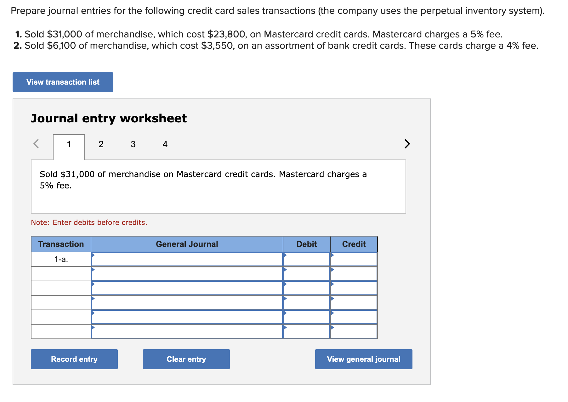 Solved Prepare journal entries for the following credit card | Chegg.com