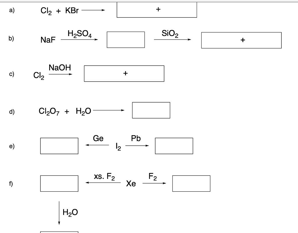 Solved a) + Cl2 + KBT H2SO4 SiO2 b) NaF + NaOH c) + Cl2 ) d) | Chegg.com