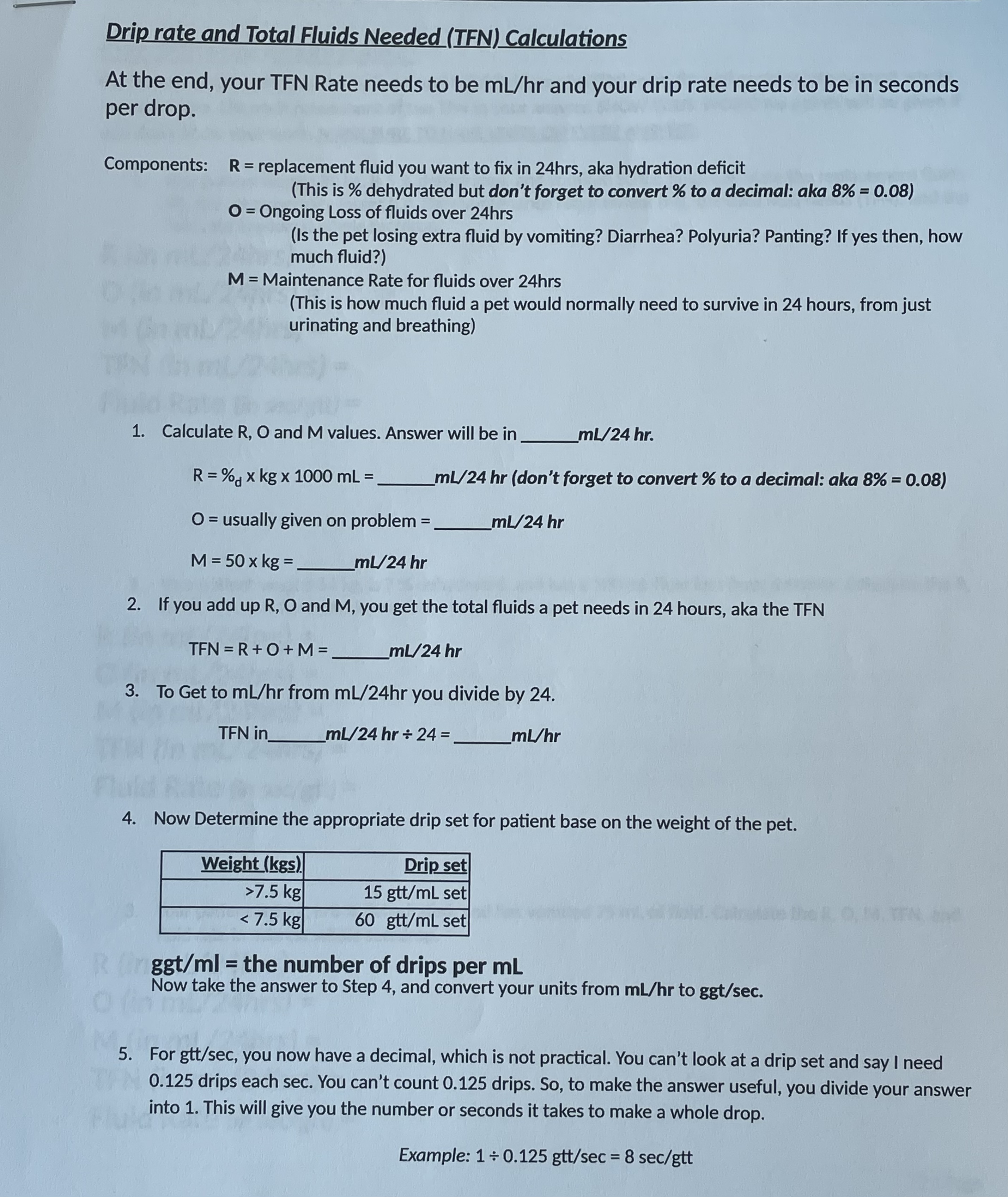 Solved Drip rate and Total Fluids Needed (TFN) Calculations | Chegg.com