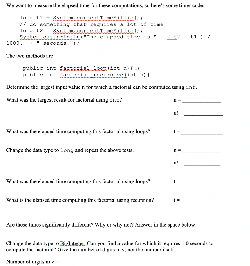Solved We want to measure the elapsed time for these | Chegg.com