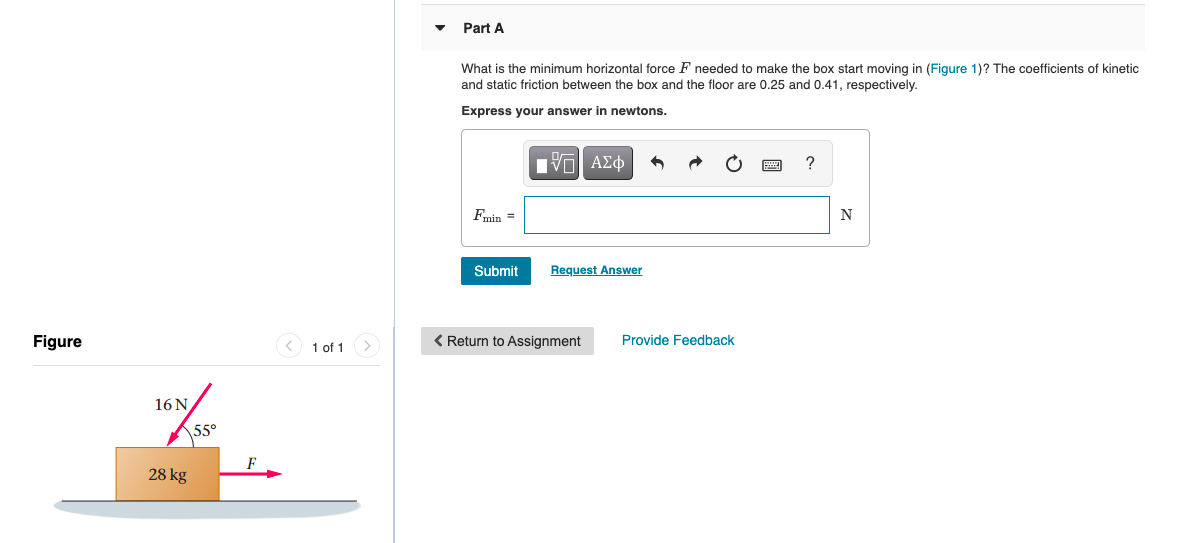 Solved Part A: What is the minimum horizontal force FF | Chegg.com