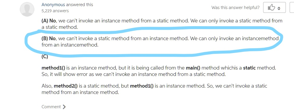 Solved Can You Invoke An Instance Method Or Reference An