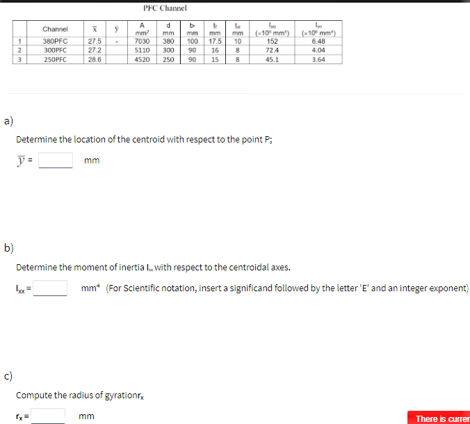 Solved 1. A PFC Channel1 and a universal beam (UB) Section2 | Chegg.com