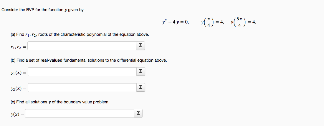 Solved Consider the BVP for the function y given by y4 y 0 = | Chegg.com
