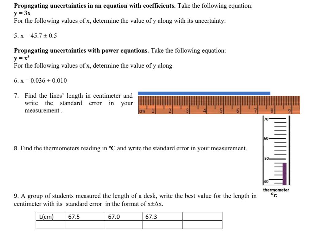 Solved Propagating uncertainties in an equation with | Chegg.com