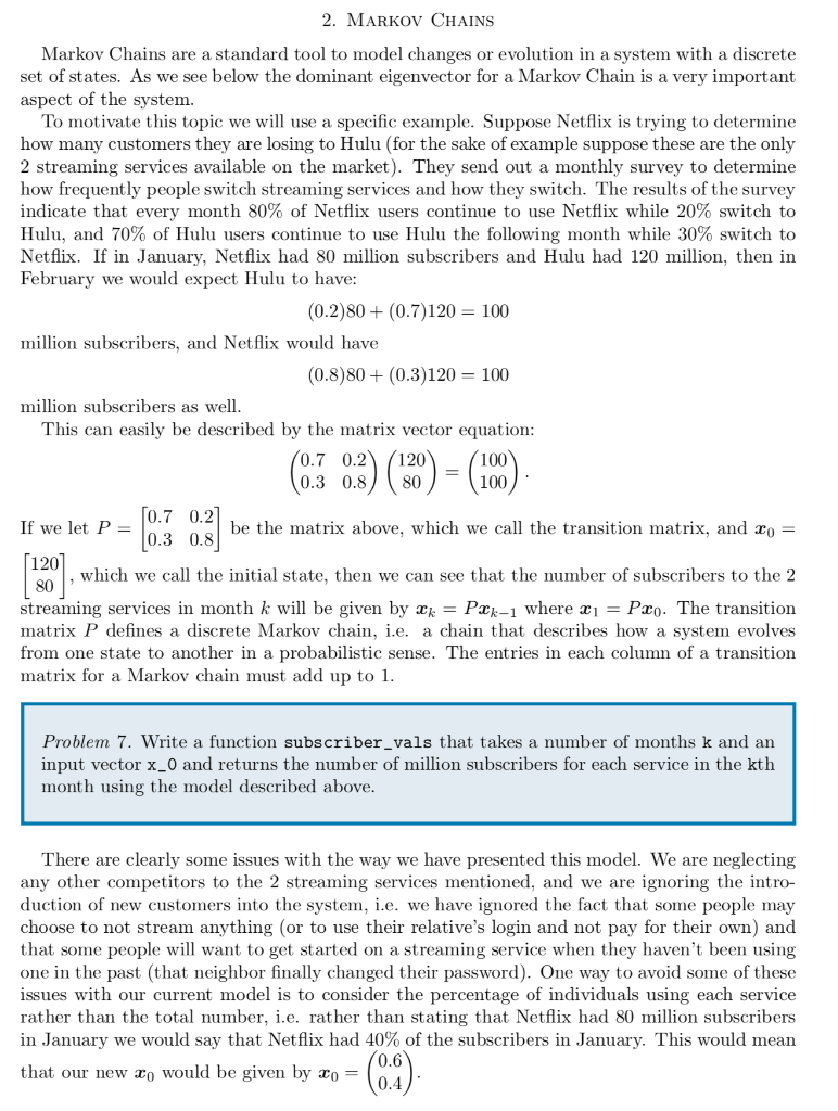 Solved 2. MARKOV CHAINS Markov Chains are a standard tool to | Chegg.com