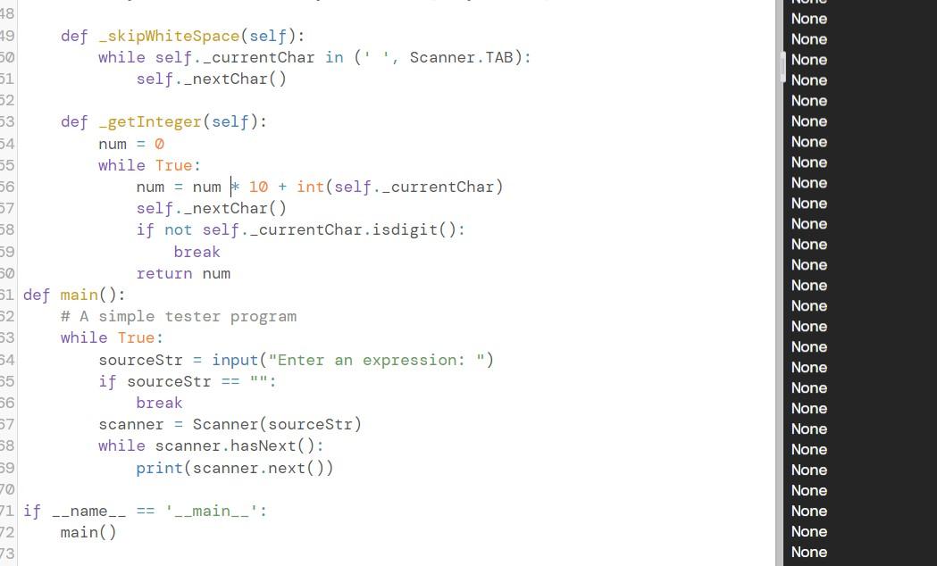 Solved Complete the Scanner class located in scanner.py | Chegg.com
