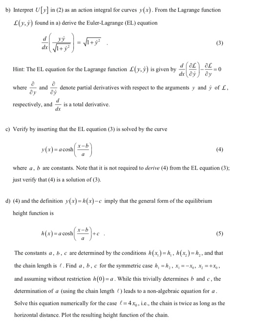 Problem 1) Shape of a hanging chain [8 points] A | Chegg.com