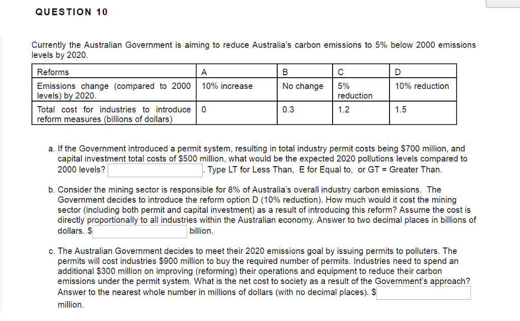 Solved QUESTION 10 Currently the Australian Government is | Chegg.com