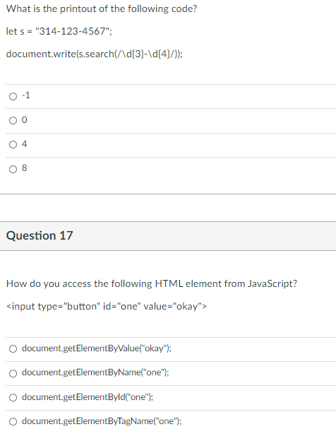 Solved What is the printout of the following code? let s = | Chegg.com