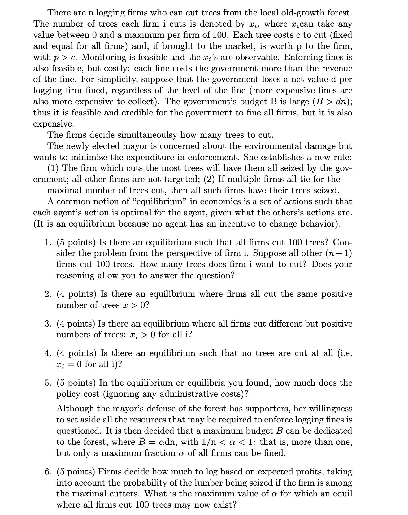 Solved There are n logging firms who can cut trees from the | Chegg.com