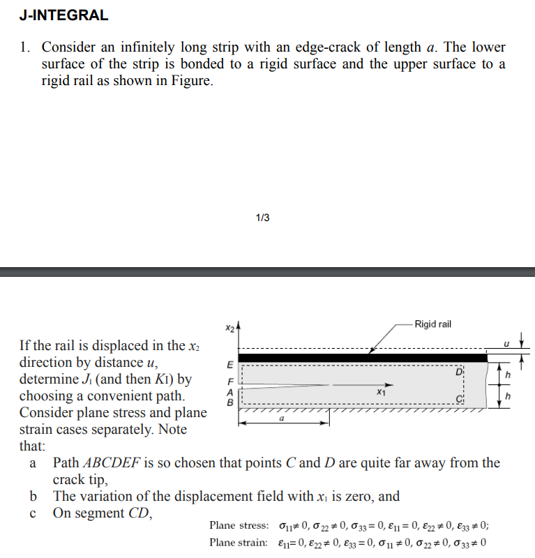 Solved J-INTEGRAL 1. Consider an infinitely long strip with | Chegg.com