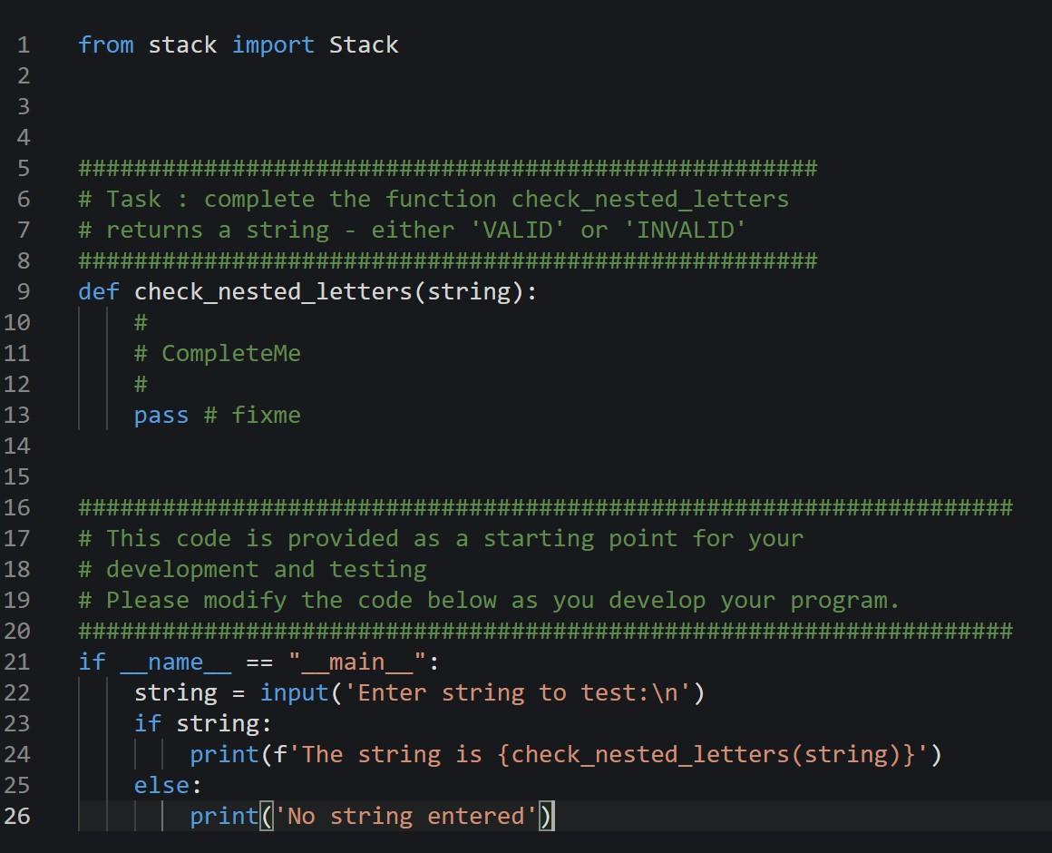 Solved Code provided: main.py: from stack import | Chegg.com