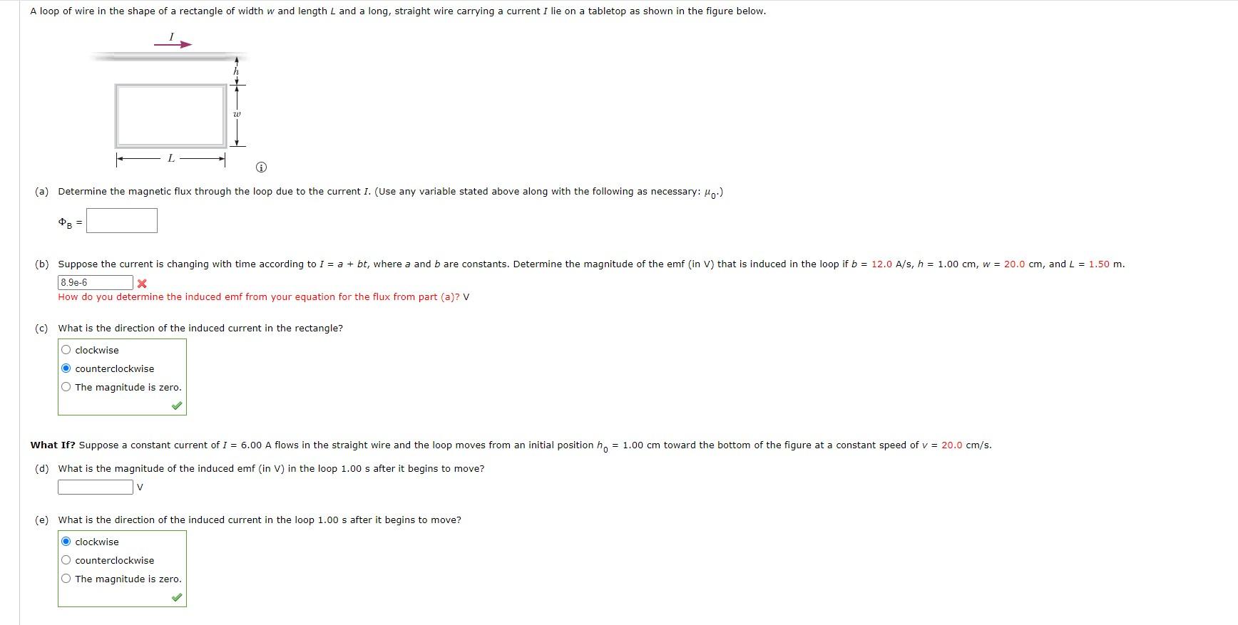 [Solved]: (a) Determine the magnetic flux through the loop
