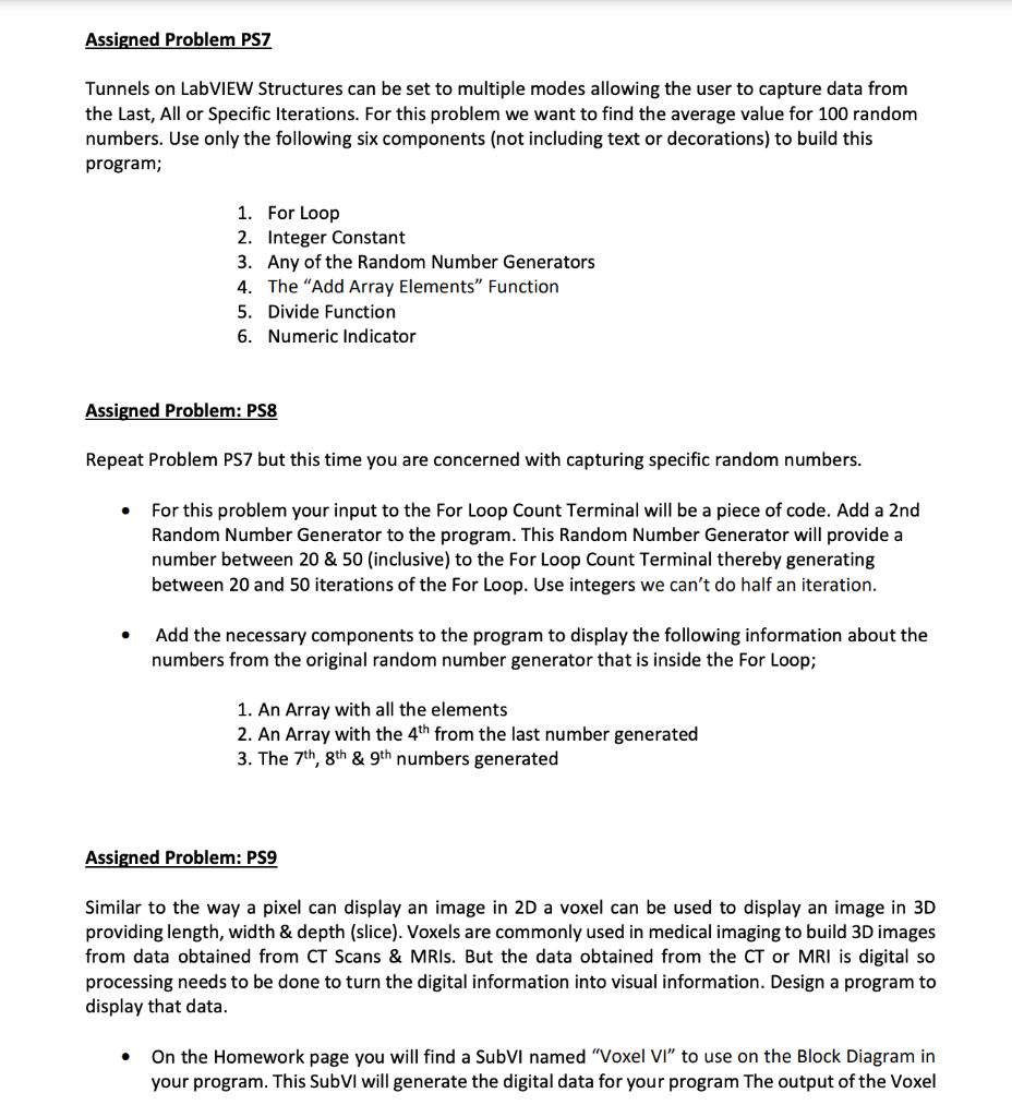 Assigned Problem PSZ Tunnels on LabVIEW Structures | Chegg.com