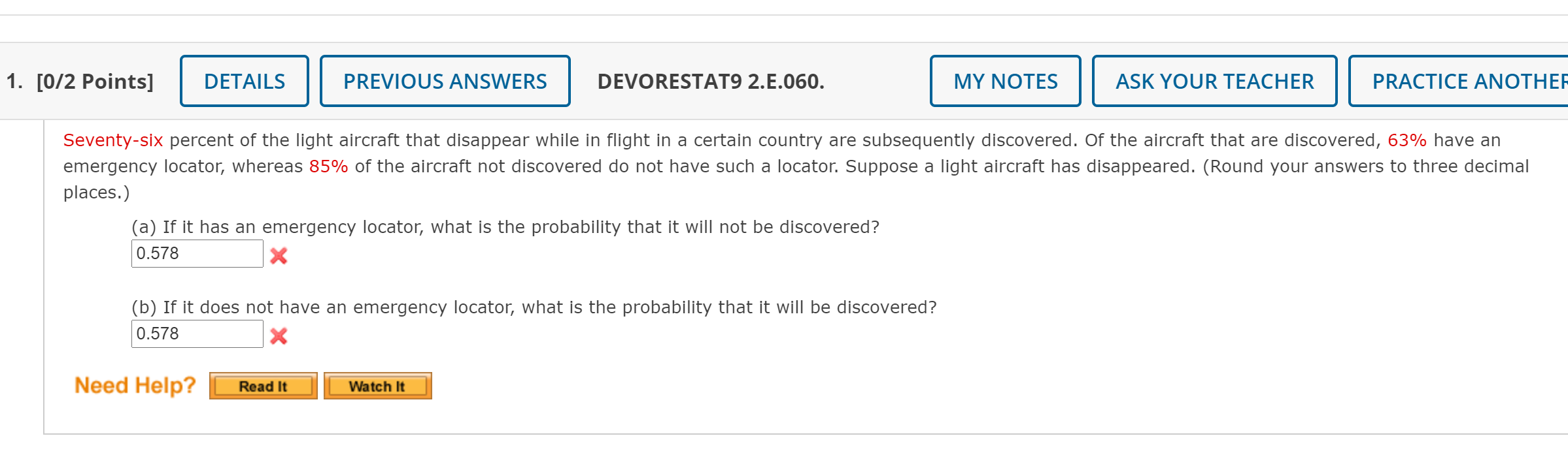 Solved 1. [0/2 Points] DETAILS PREVIOUS ANSWERS DEVORESTAT9 | Chegg.com