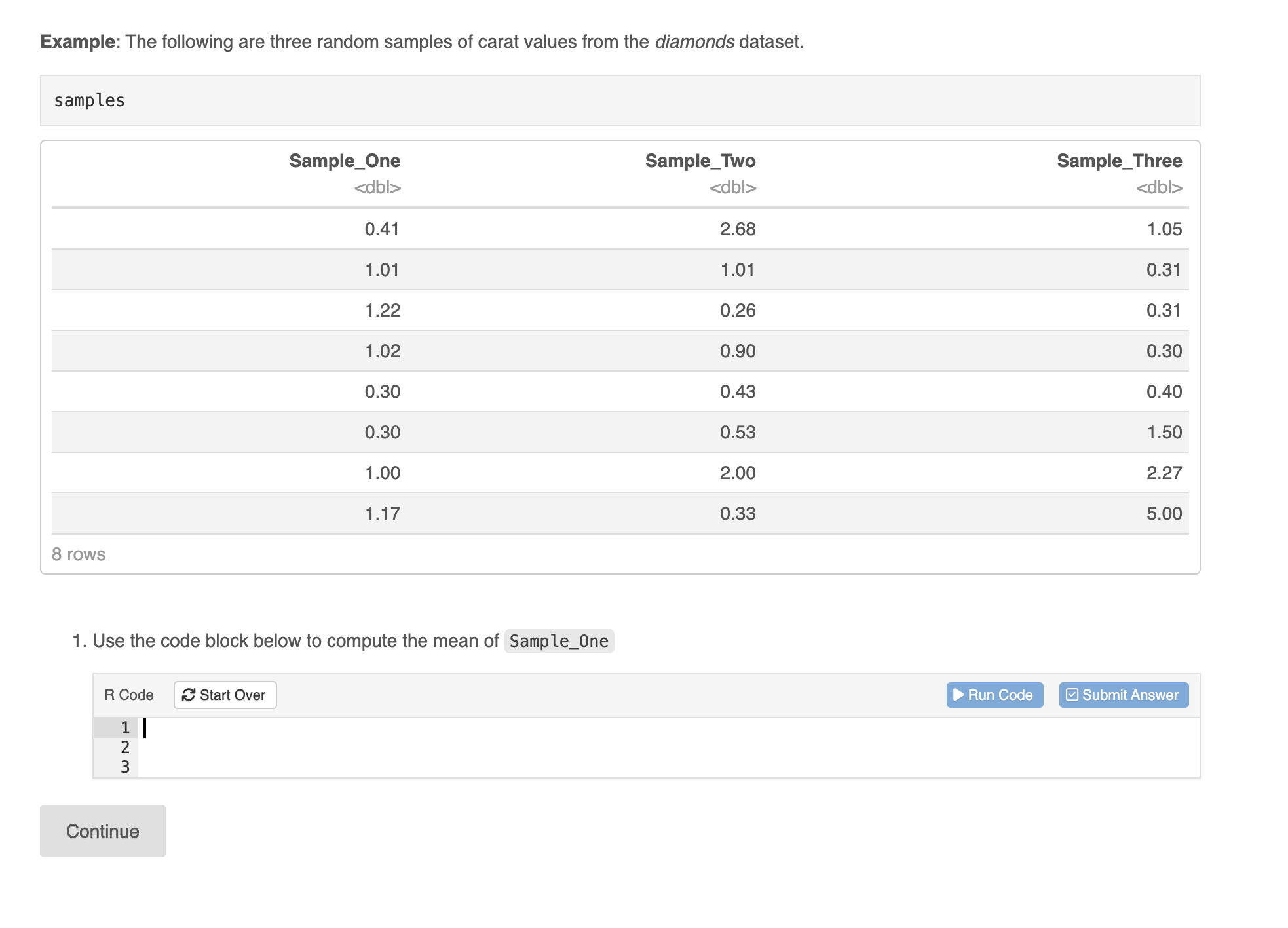 Solved Put in the correct R code to find the mean of | Chegg.com