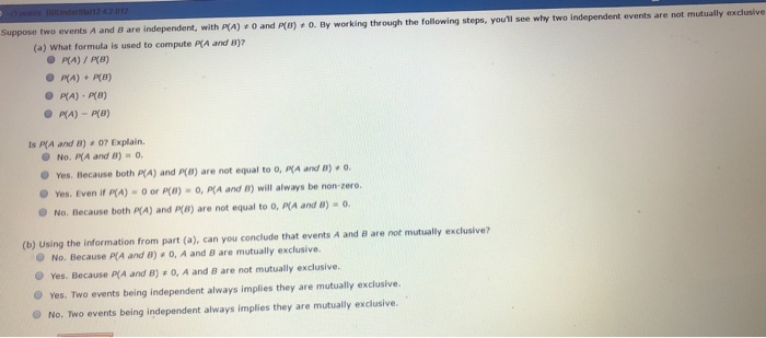 Solved Suppose t wo events A and B are independent, with pa) | Chegg.com