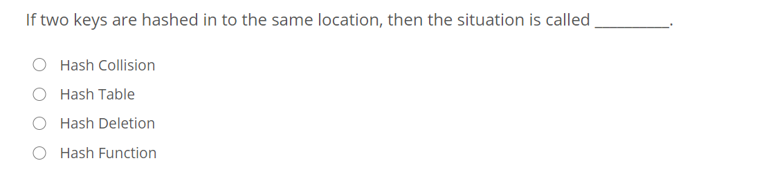 Solved If two keys are hashed in to the same location, then | Chegg.com