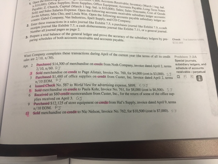Solved Problem 7-3A from Principles of Financial Accounting | Chegg.com