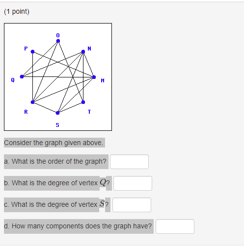 Solved Consider the graph given BELOW. a. What is the order | Chegg.com