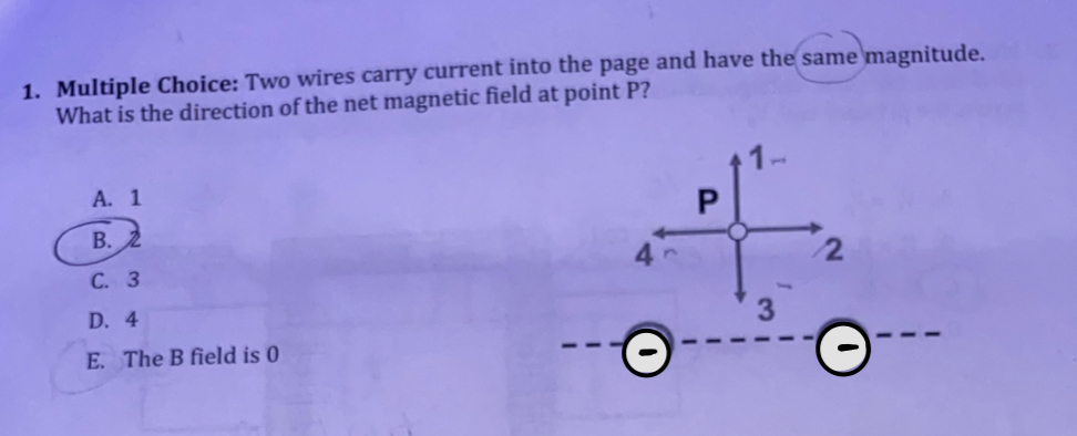 Solved 1. Multiple Choice: Two wires carry current into the | Chegg.com