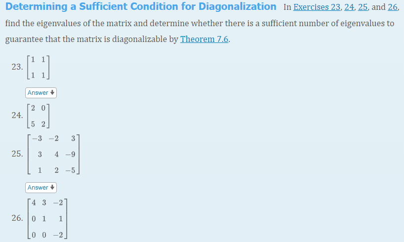 Solved find the eigenvalues of the matrix and determine | Chegg.com