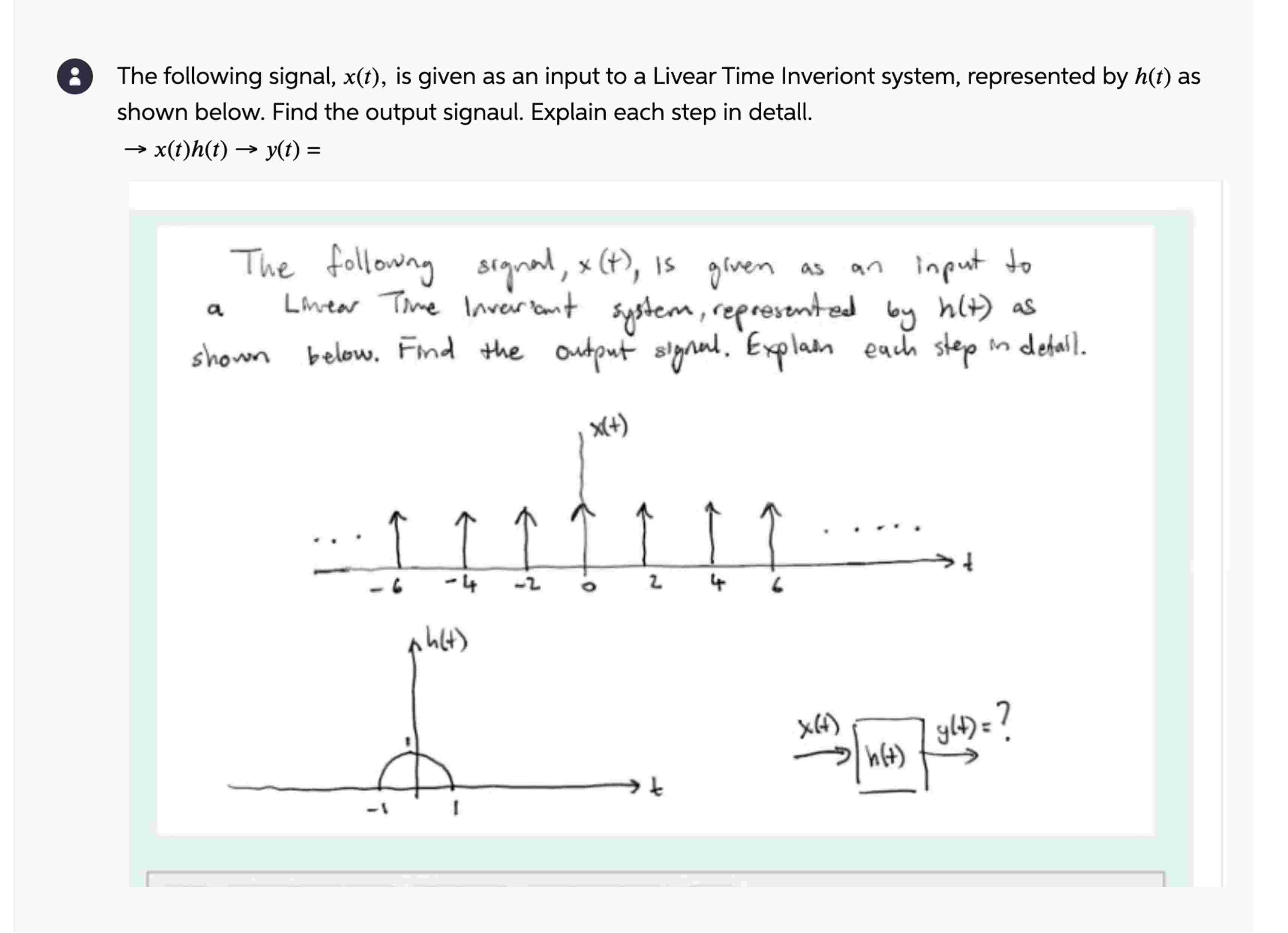 Solved 8 ﻿The following signal, x(t), is ﻿given as an ﻿input | Chegg.com
