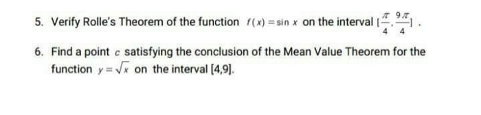 Solved 5. Verify Rolle's Theorem of the function f(x) = sin | Chegg.com