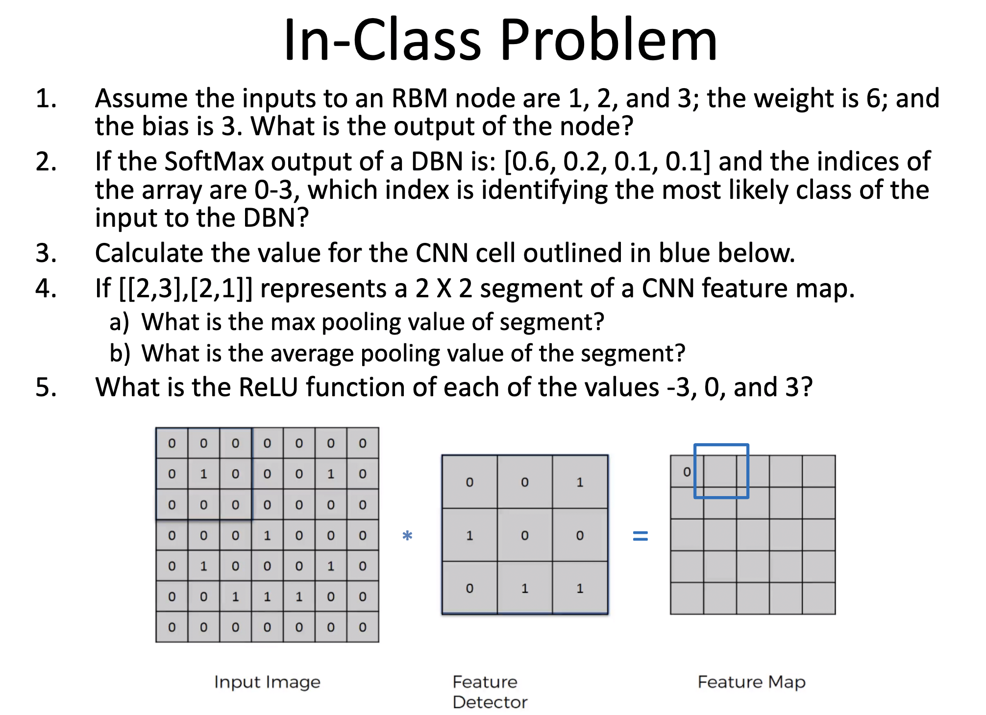 Solved In-Class Problem 1. Assume the inputs to an RBM node | Chegg.com