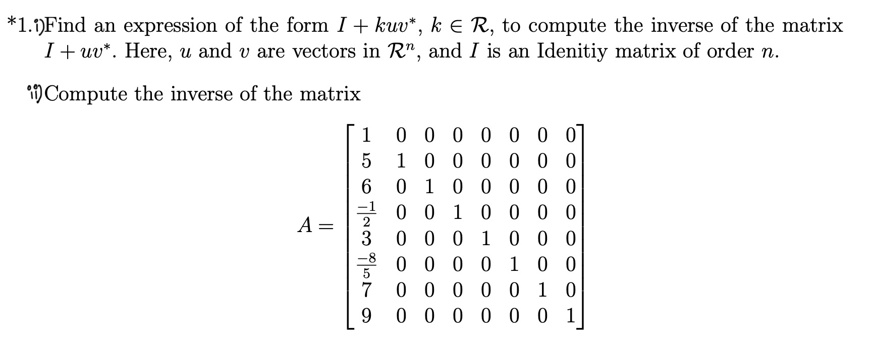 Solve Q1 i and ii completely | Chegg.com