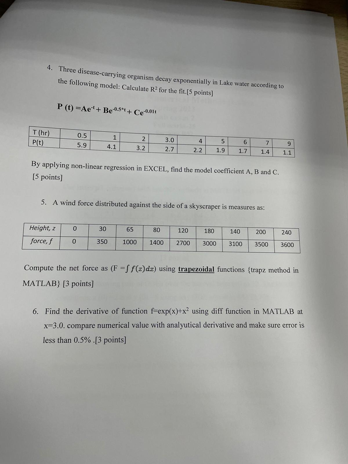 Solved 4. Three disease-carrying organism decay | Chegg.com