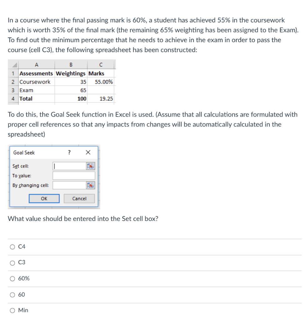 Solved In a course where the final passing mark is 60%, a | Chegg.com