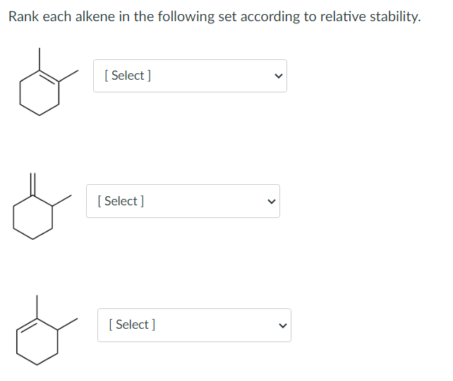 Solved Rank each alkene in the following set according to | Chegg.com