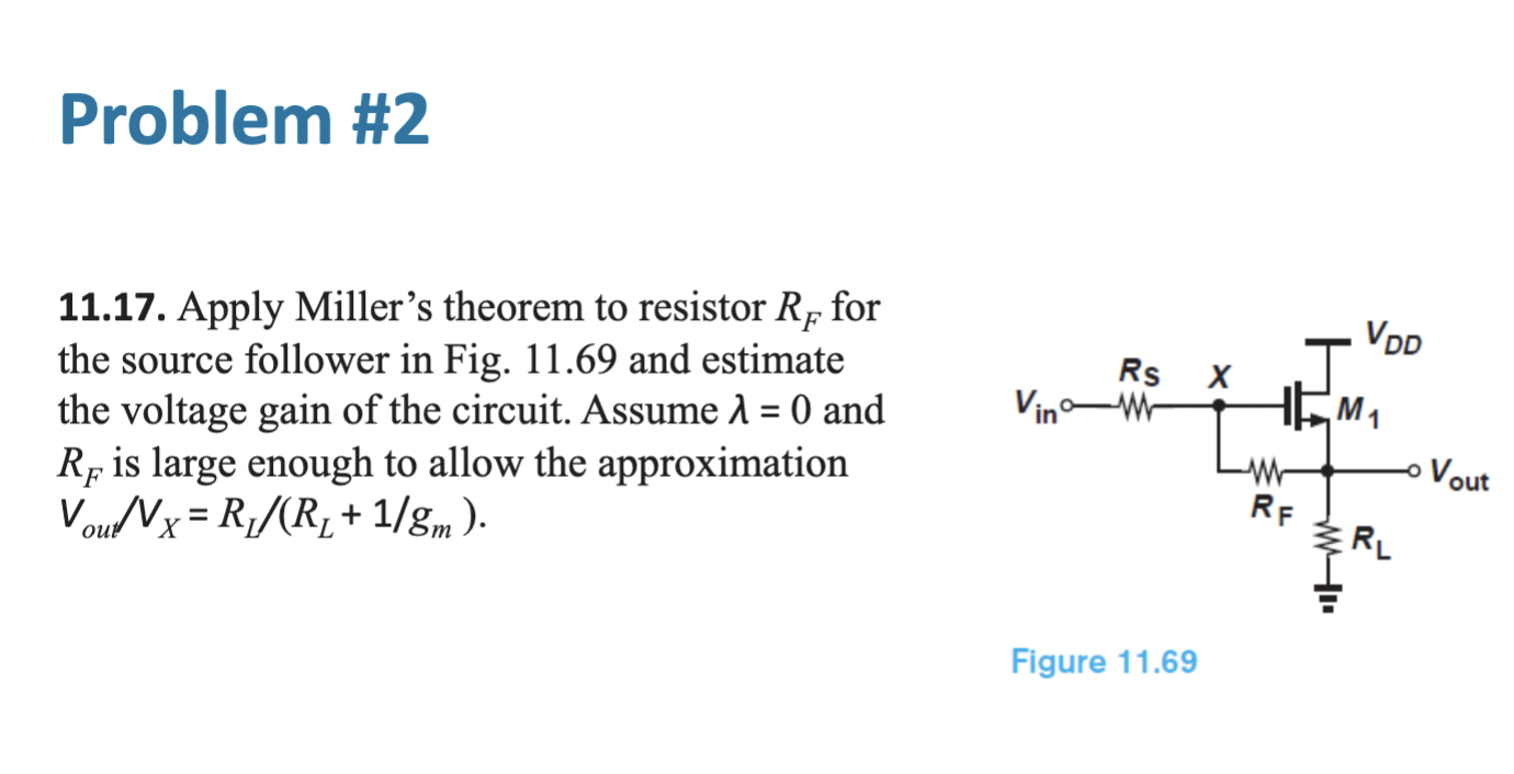 Solved 11.17. Apply Miller's theorem to resistor RF for the | Chegg.com