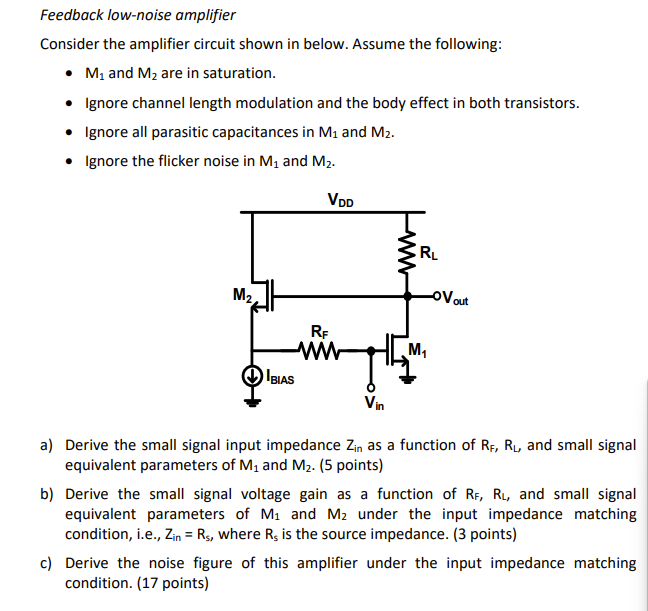 Solved Feedback low-noise amplifier Consider the amplifier | Chegg.com