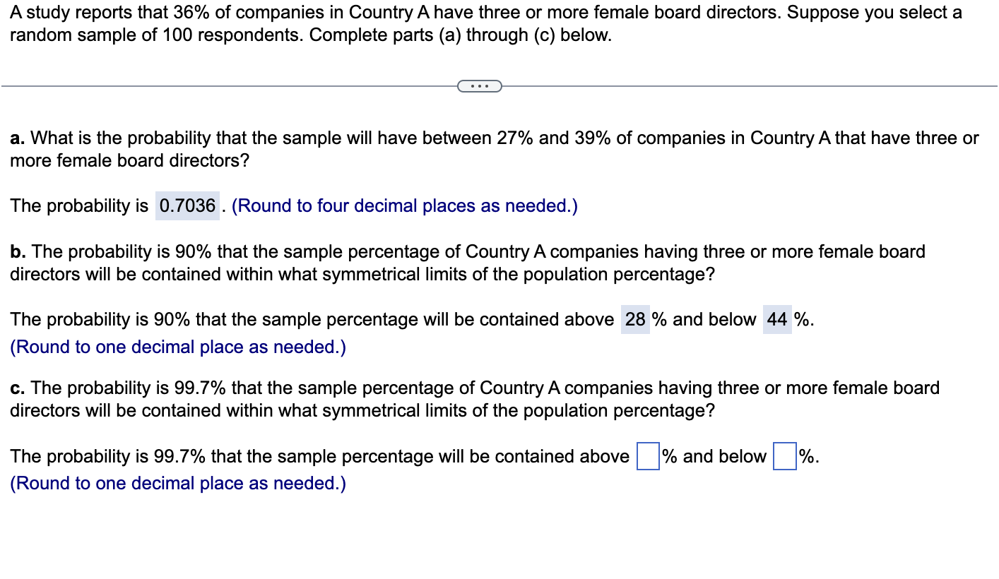Solved A study reports that 36% of companies in Country A | Chegg.com
