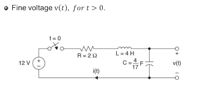 Solved Fine voltage v(t), for t>0. | Chegg.com