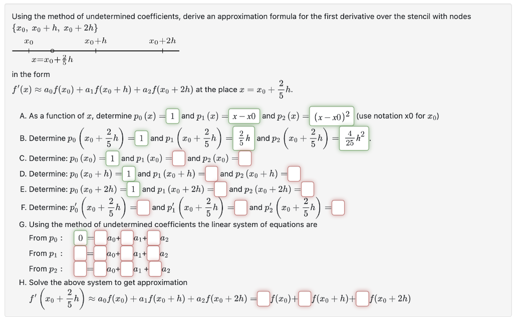 Using the method of undetermined coefficients, derive | Chegg.com