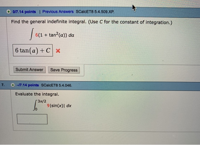 Solved o 0/7.14 points | Previous Answers SCalcET8 | Chegg.com