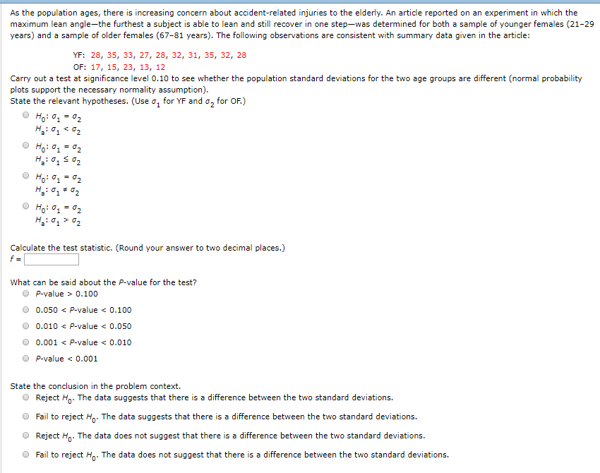 Solved As the population ages, there is increasing concern | Chegg.com