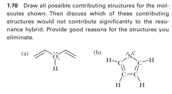 Solved 1.70 Draw all possible contributing structures for | Chegg.com