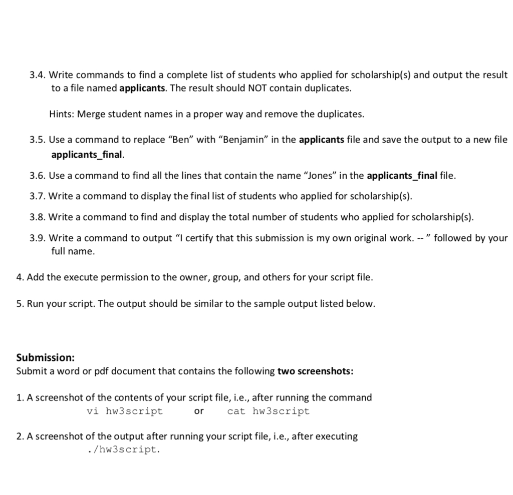 Solved Assignment Goals To Learn To Use Unixlinux File