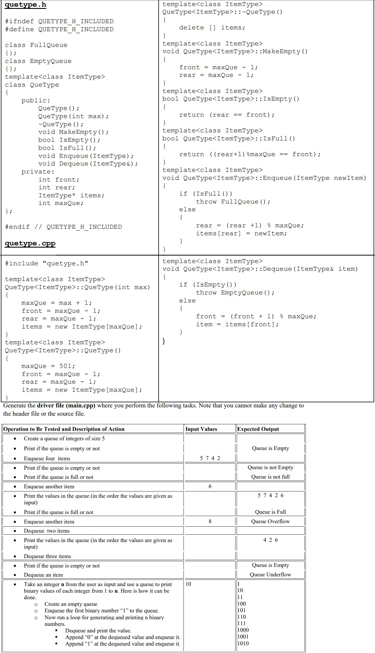 Solved quetype.h #ifndef QUETYPE H INCLUDED #define QUETYPE | Chegg.com