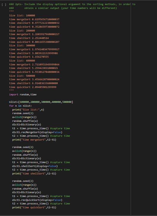 Solved Advanced Sorting Han Here is the class Dictionary | Chegg.com