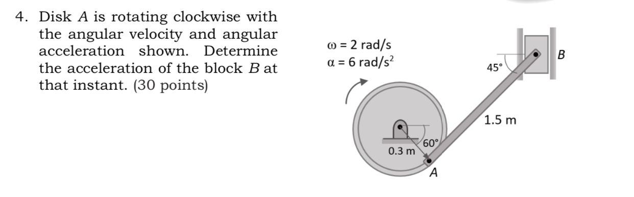 Solved 4. Disk A is rotating clockwise with the angular | Chegg.com