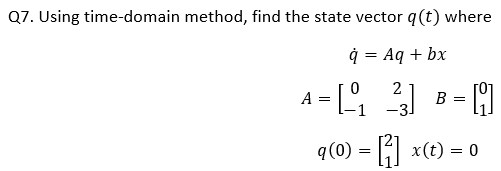 Solved Using time-domain method, find the state vector q(t) | Chegg.com
