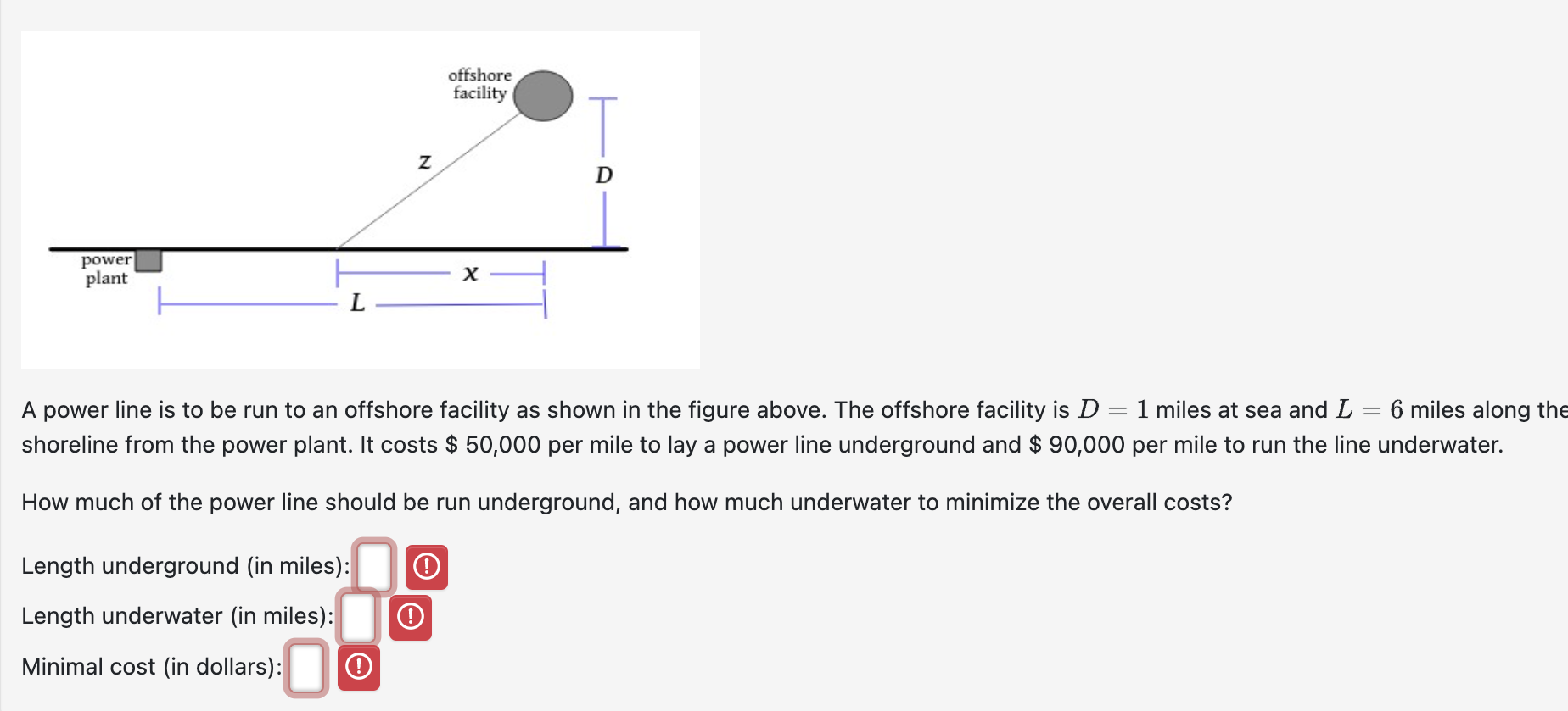 Solved A power line is to be run to an offshore facility as | Chegg.com