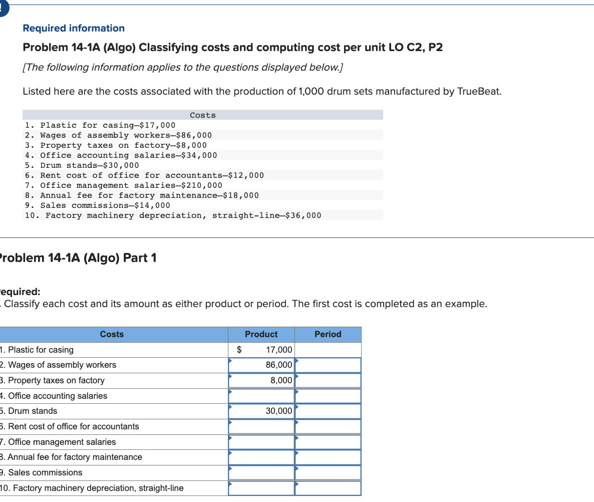 Solved Required information Problem 14-1A (Algo) Classifying | Chegg.com