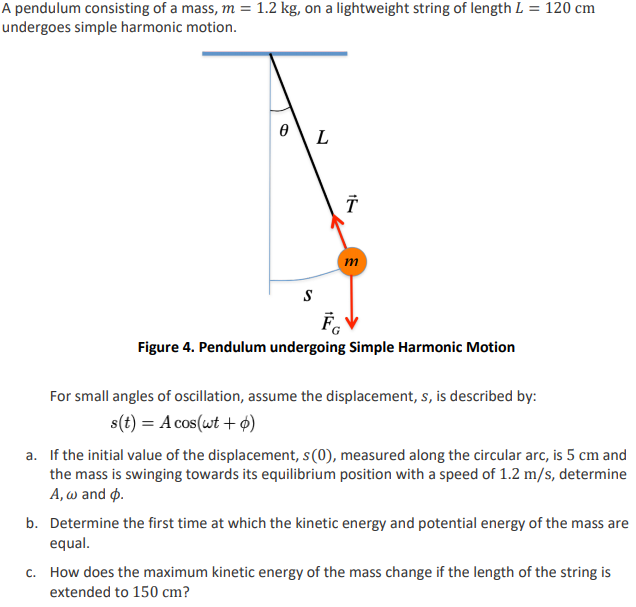 Solved A pendulum consisting of a mass, m = 1.2 kg, on a | Chegg.com